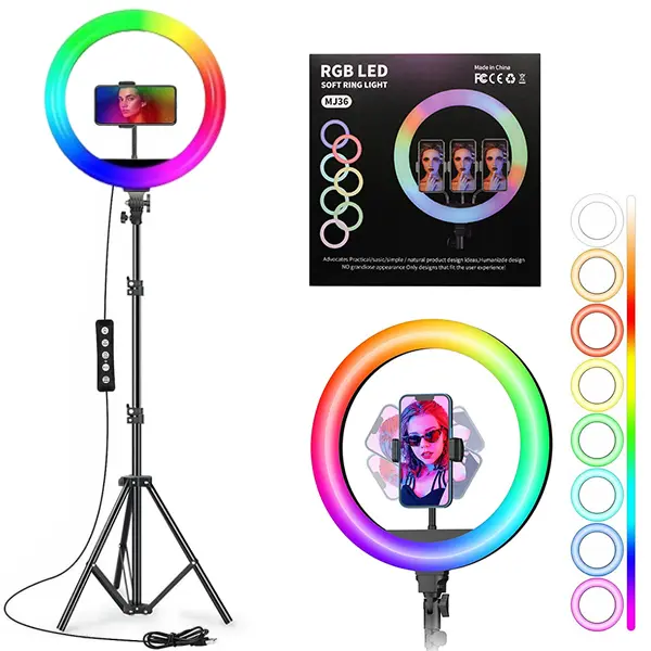 14 inch RGB Soft Ring Light with 2M Stand MJ36 - DEALhub.lk